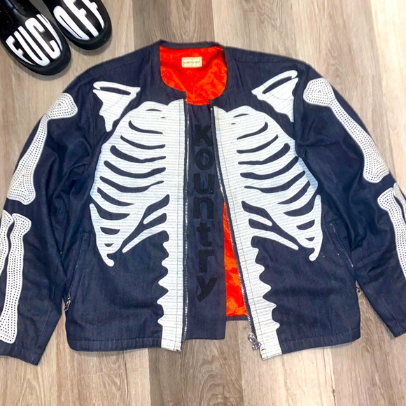 Kapital | Jackets & Coats | Kapital Kountry Skeleton Denim Biker Jacket ...